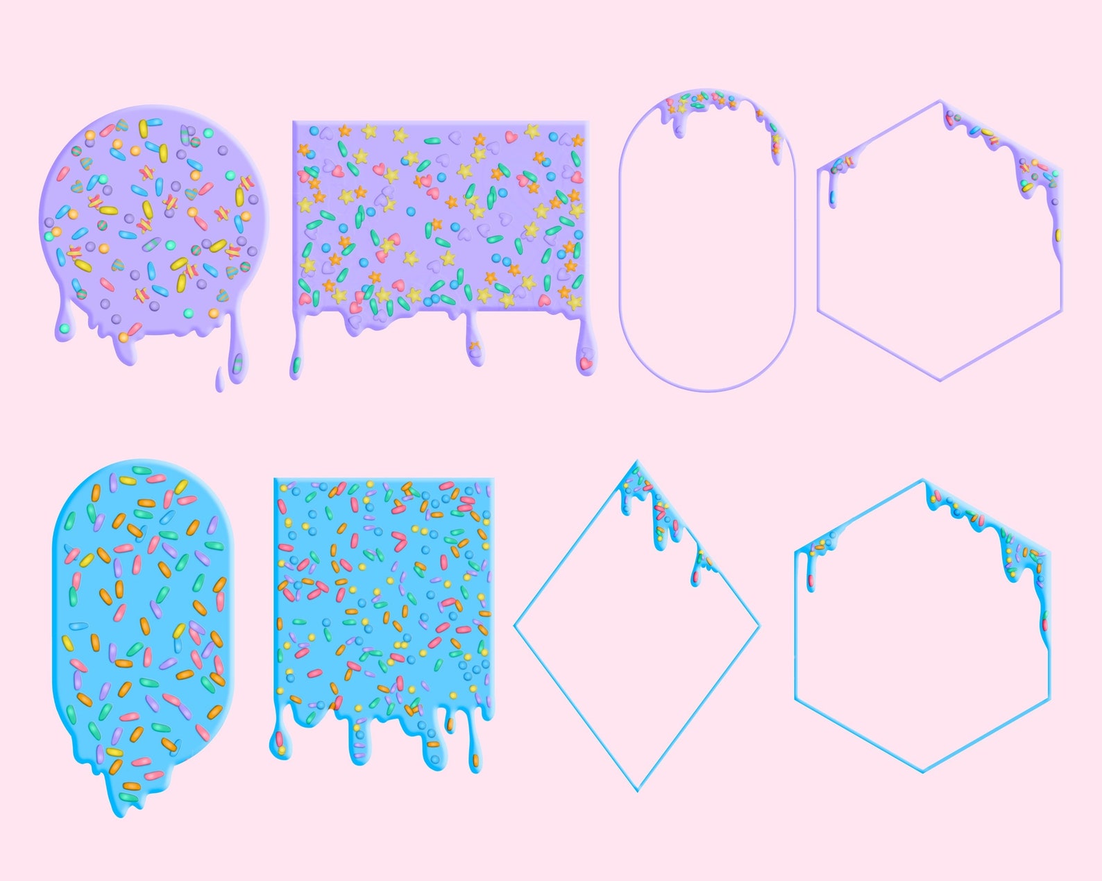 Dripping Frosting Frames With Sprinkles Clipart Square - Etsy