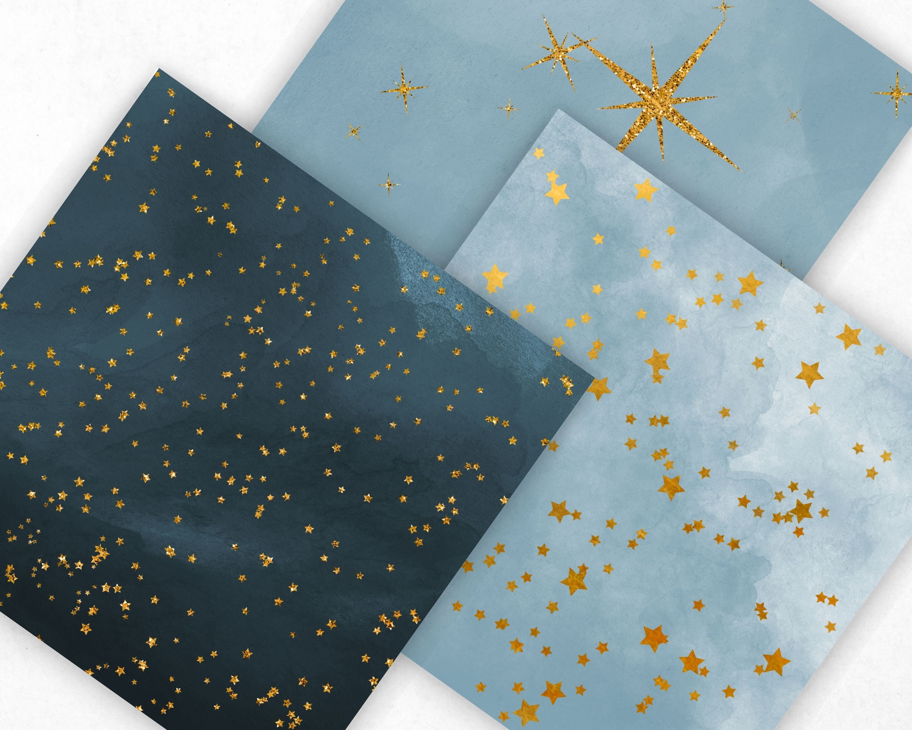 Watercolour and Gold Stars Digital Paper Pattern Stars and - Etsy