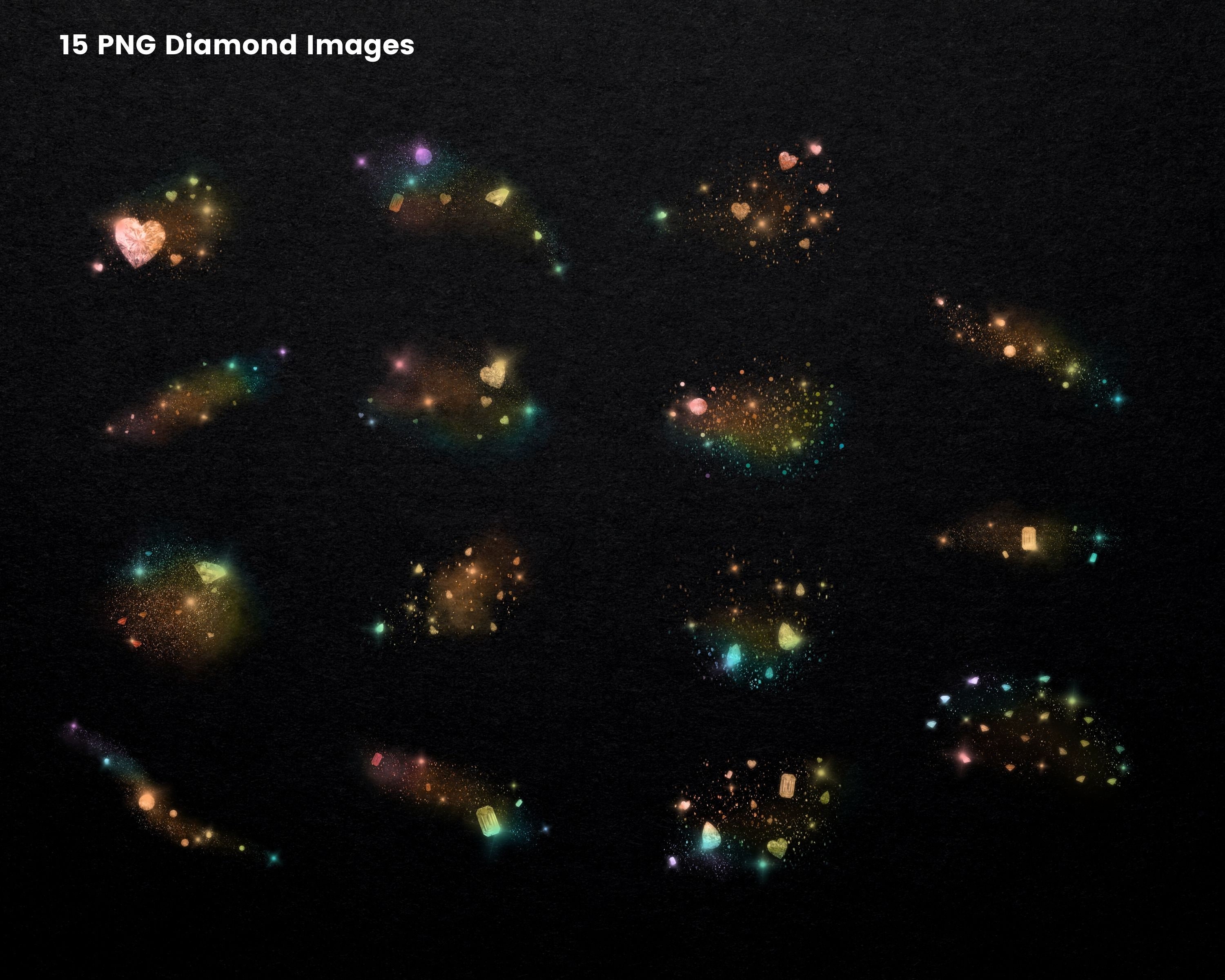 Rainbow Diamond Dust Clipart, Glitter Dust Overlay, Sparking Diamond ...