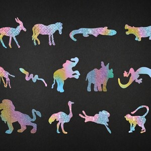 Rainbow Abstract Animal Clipart, Rainbow African Safari Clipart Shapes ...