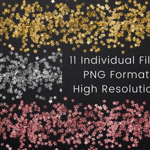 Star Glitter Seamless Line Clipart, Rose Gold, Gold, Silver Glitter ...