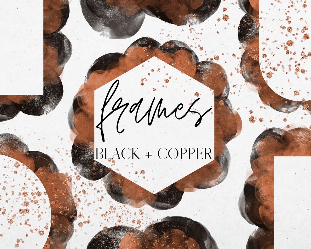 Black and Copper Frames Clipart, Square, Painted Circle Borders, PNG ...