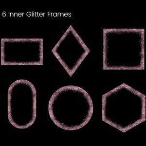 Rose Gold Glitter Frame Clipart Set, Glitter Border Elements, Square ...
