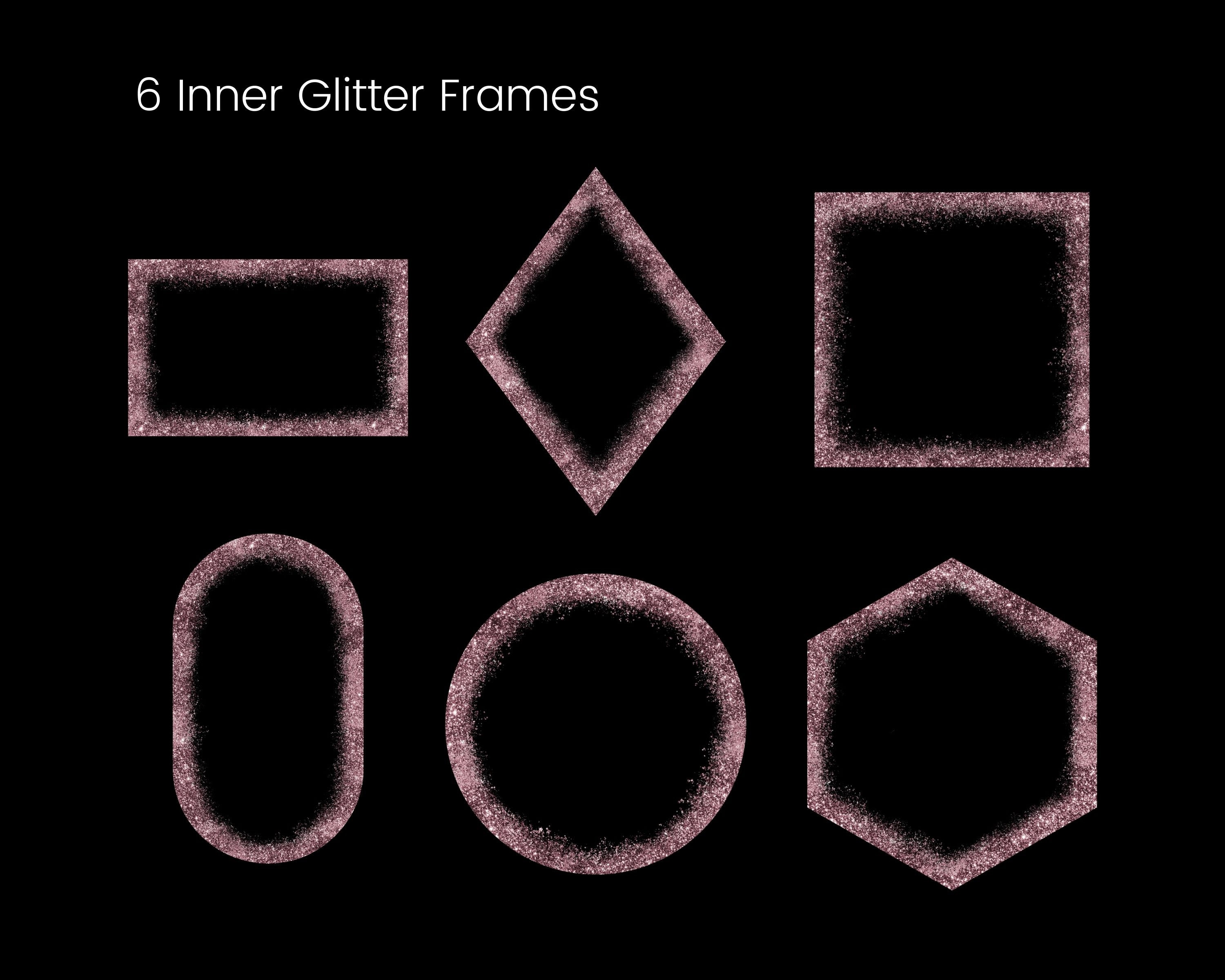 Rose Gold Glitter Frame Clipart Set Glitter Border Elements - Etsy