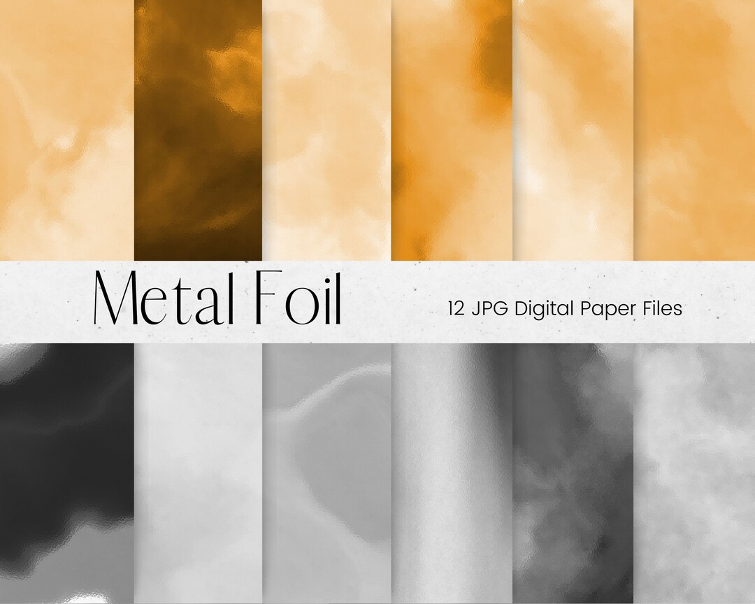 Gold and Silver Foil Digital Paper, Gold Paper Pattern, Silver Foil ...