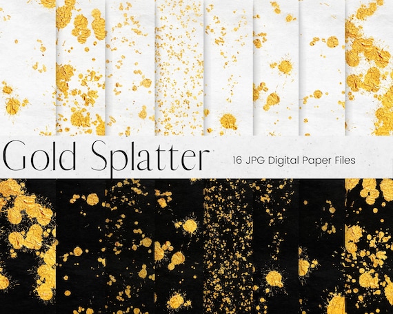 Gold Ink Dots digital Paper Pattern Black and White Ink | Etsy