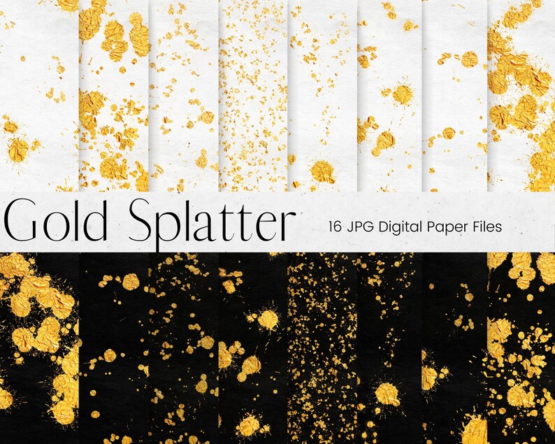 Gold Ink Dots digital Paper Pattern Black and White Ink | Etsy