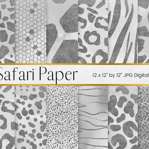 Silver Safari Animal Print Digital Paper Leopard Print - Etsy