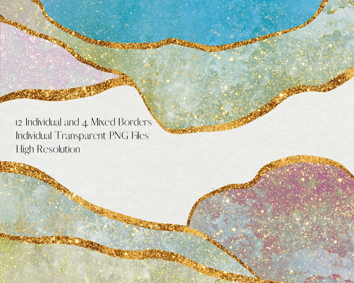 Sparkling Borders Clipart Glitter PNG Frames Gold Glitter - Etsy