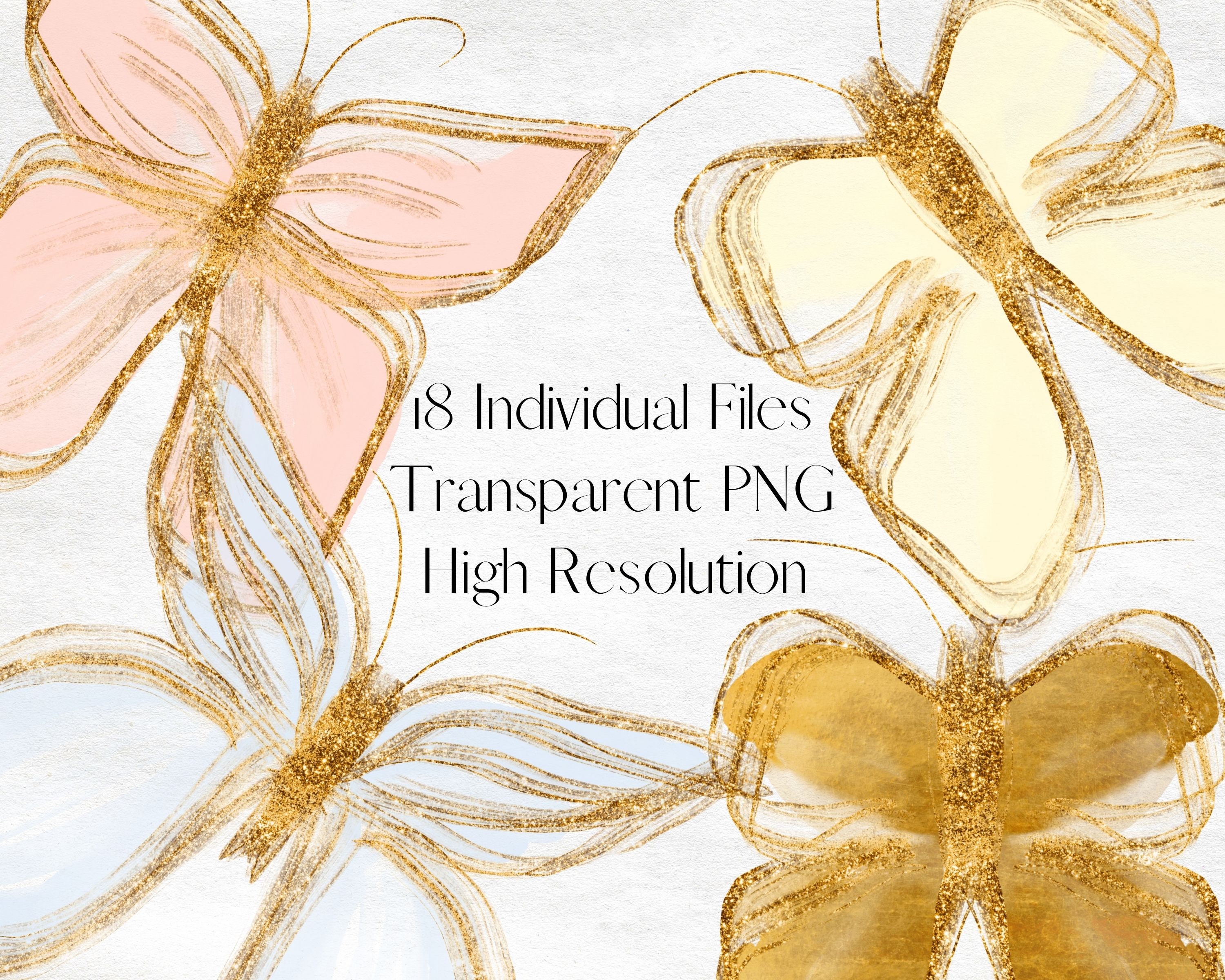 Gold Glitter and Watercolour Butterflies Clipart Glitter | Etsy