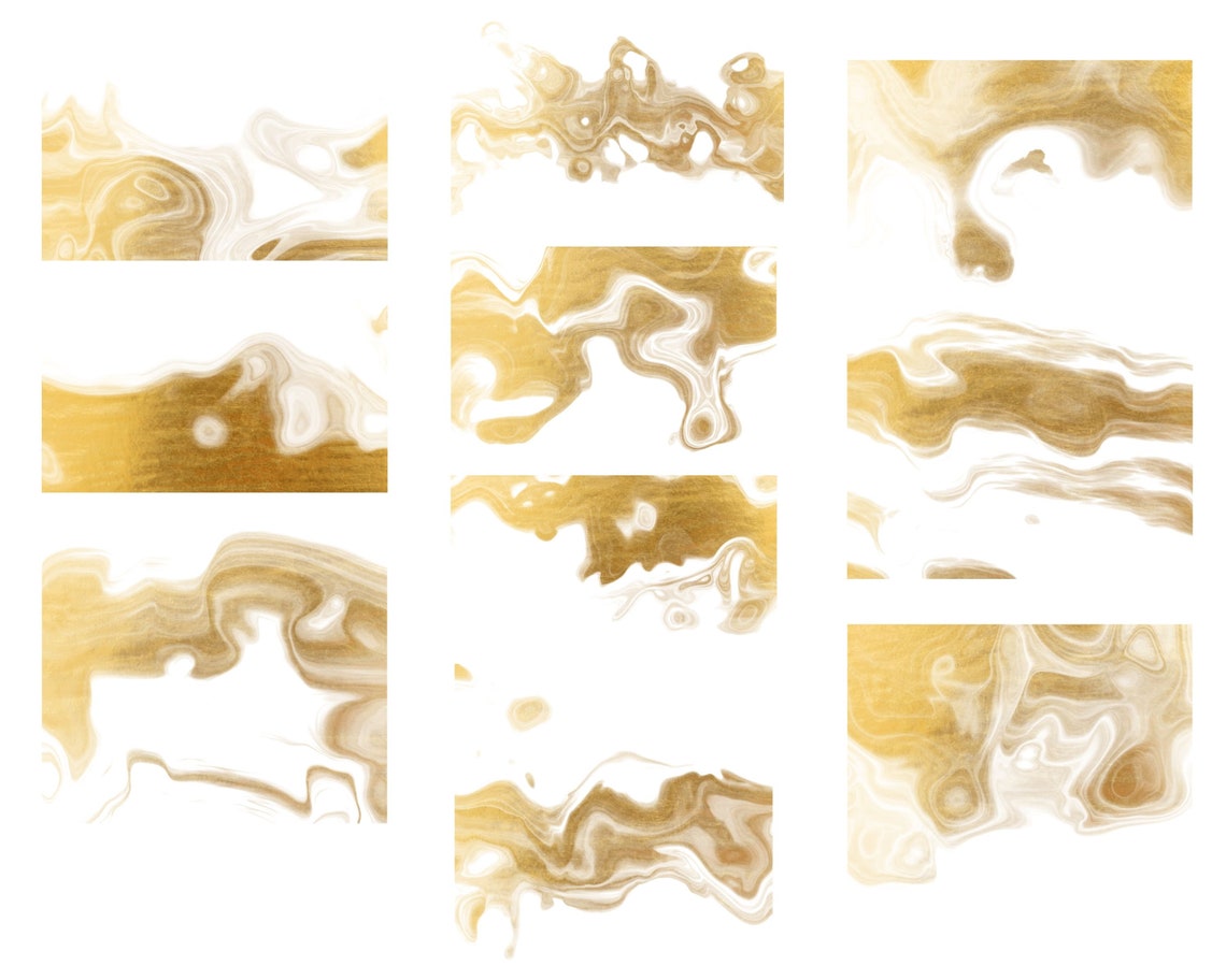 10 Vintage Gold Liquid Smoke Effect Borders and Elements Gold | Etsy