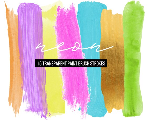 15 Neon Brush Strokes Clipart Transparent Png Gold Foil - Etsy