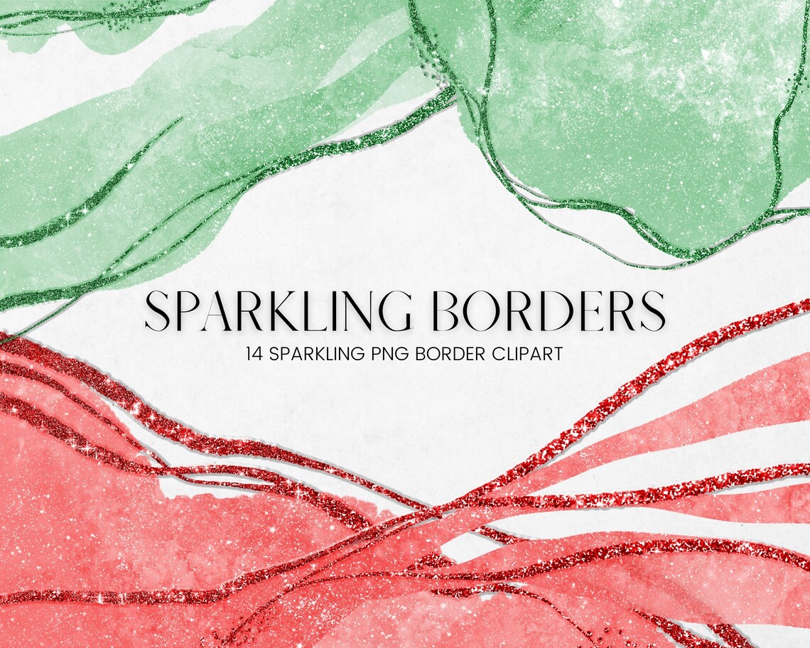 Christmas Sparkling Borders Clipart, Glowing Red, Green, Glitter Border ...