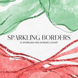 Christmas Sparkling Borders Clipart, Glowing Red, Green, Glitter Border ...