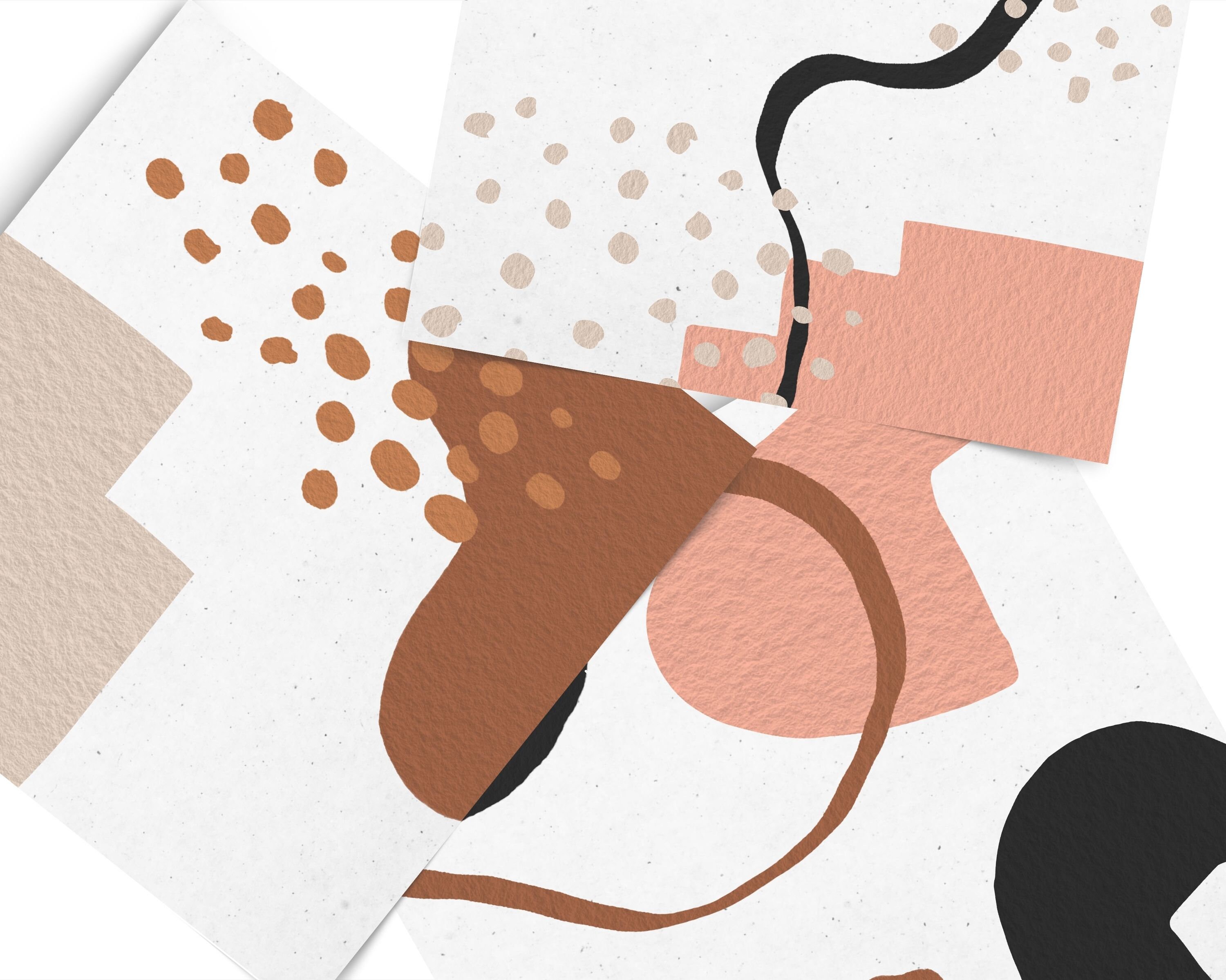 Abstract Shapes Digital Paper Beige Brown Pink Black Paint - Etsy