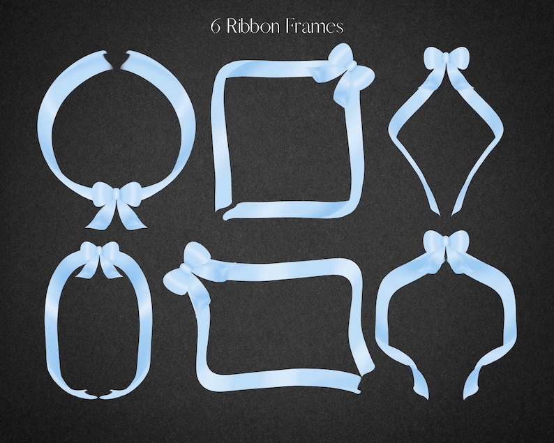 Blue Ribbon Frame Clipart Ribbon Clipart Blue Bow Digital - Etsy