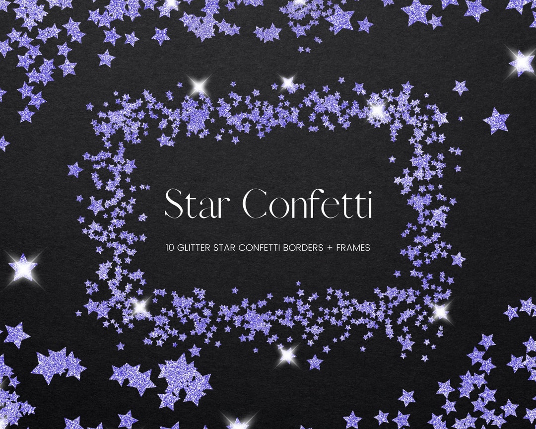 Purple Star Confetti Frames and Borders Clipart, Glitter Confetti, Star ...