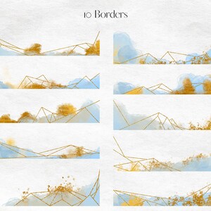 Pink Watercolour and Gold Glitter Geo Borders, Geo Thin Frame Clipart ...