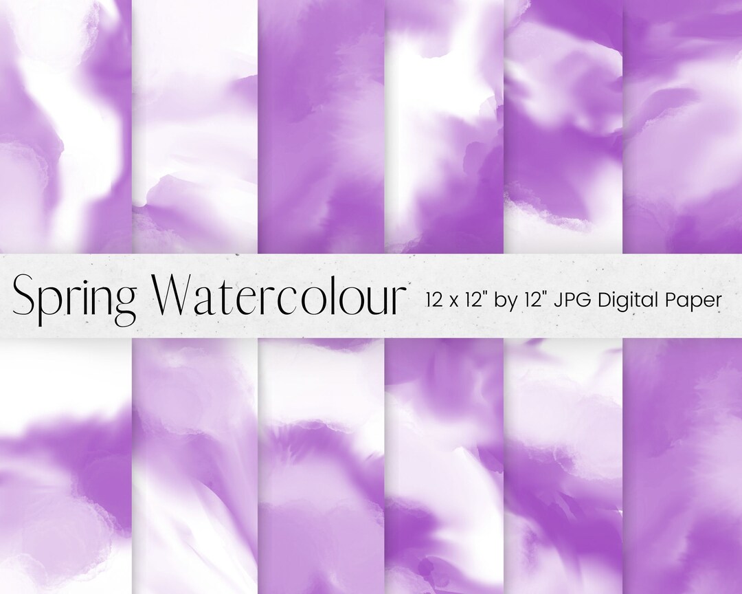 Watercolour Digital Paper, Purple Watercolor Washes Pattern, Background ...
