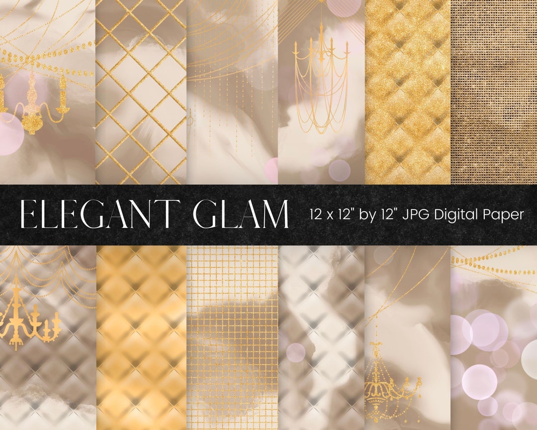 Elegant Glam Digital Paper, Chandelier Digital Paper, Tufted Gold ...
