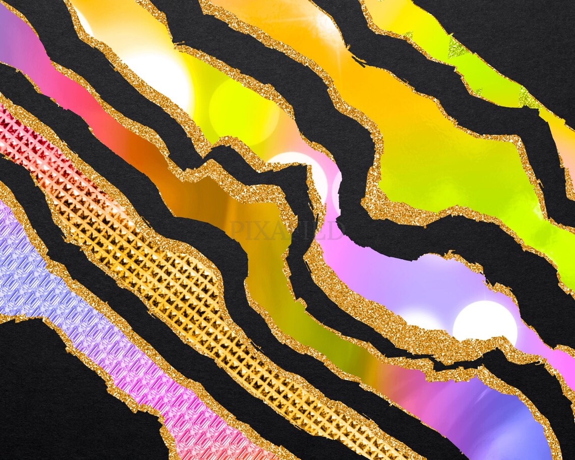 Rainbow Glam Tear Border Clip Art, Luxury Metallic and Gold Glitter ...