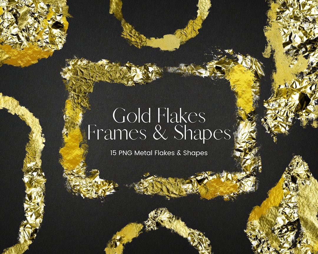 Gold Foil Frame Clipart, Metal Foil Flakes Overlays, PNG Gold Border ...