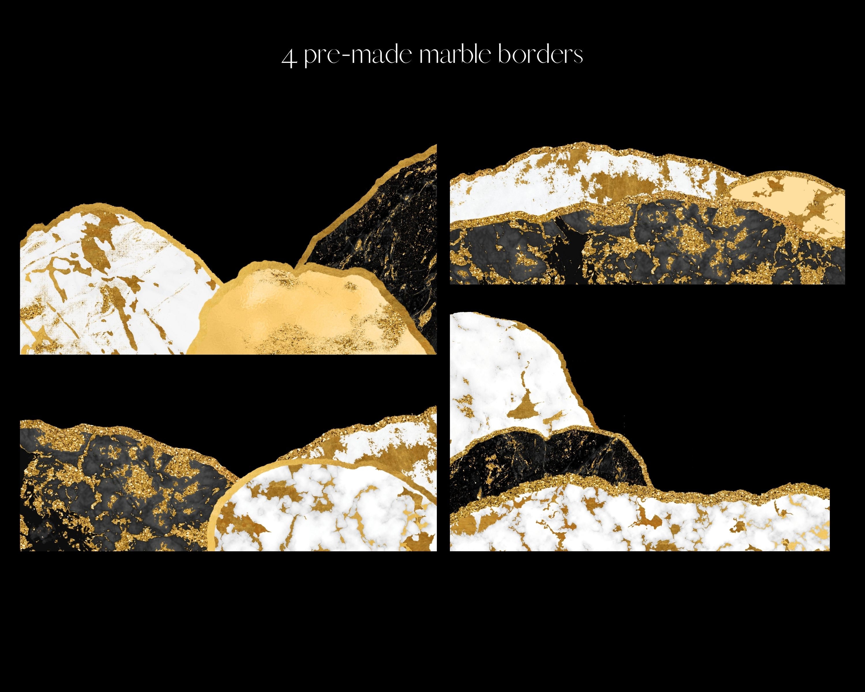 White and Gold Marble Clipart Glitter and Foil Marble Border - Etsy