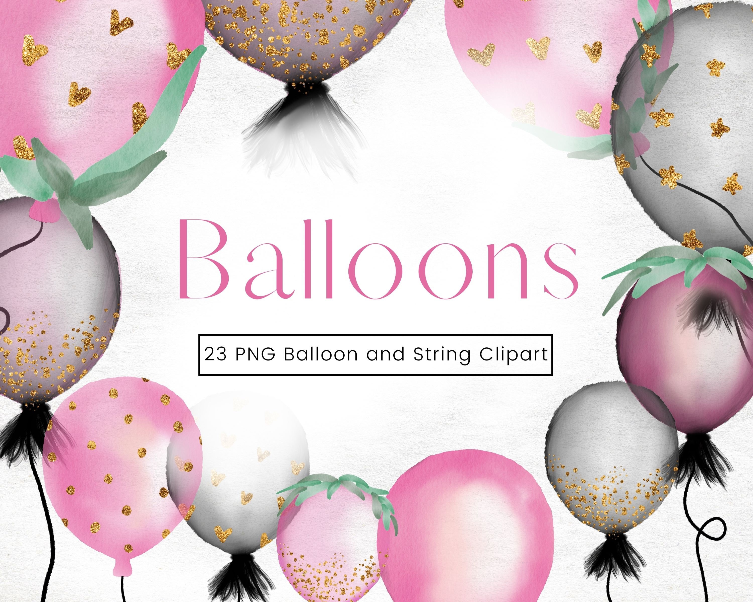 Pink Balloon Strings Clipart