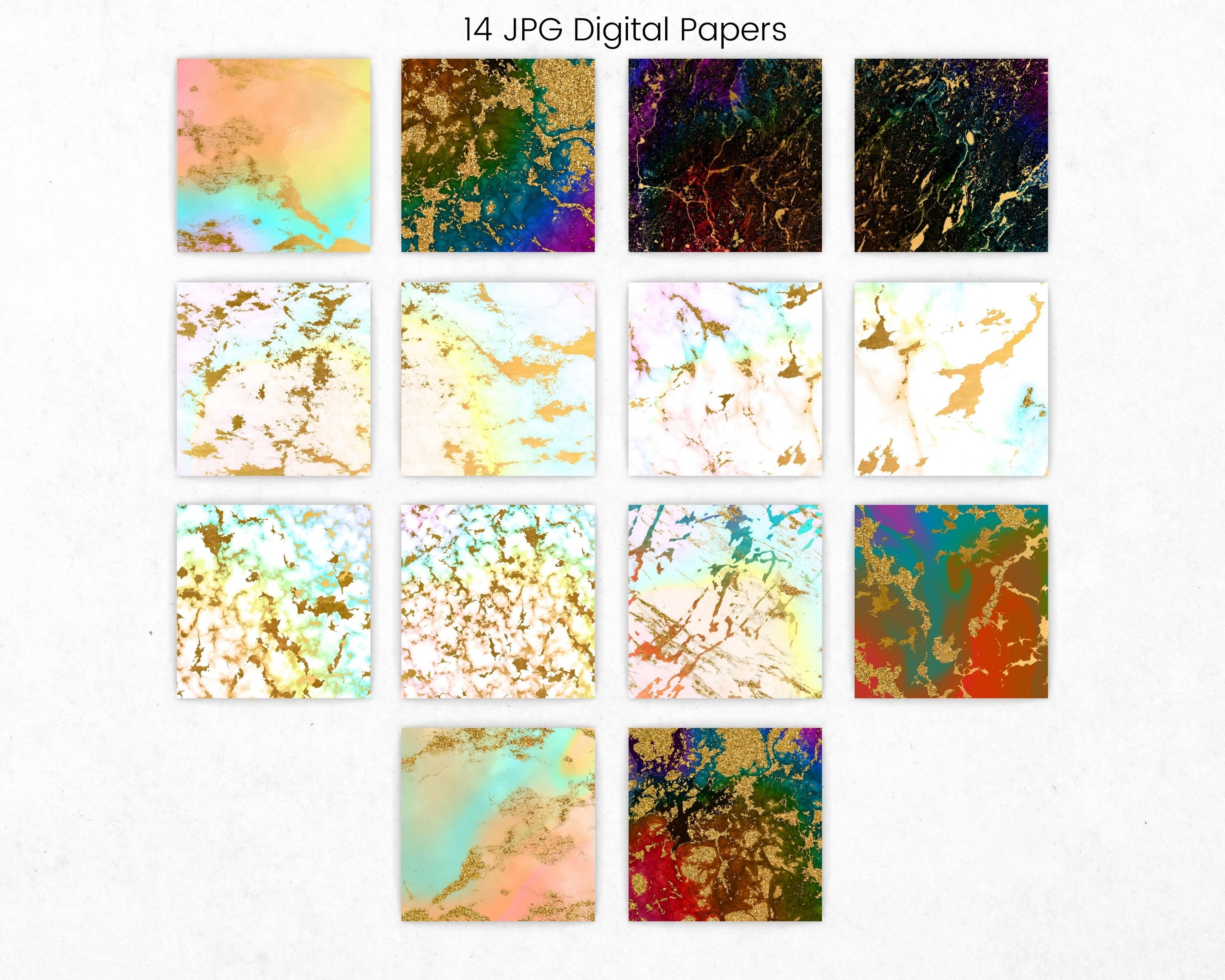 Rainbow Marble Pattern Digital Paper Rainbow Glitter and - Etsy