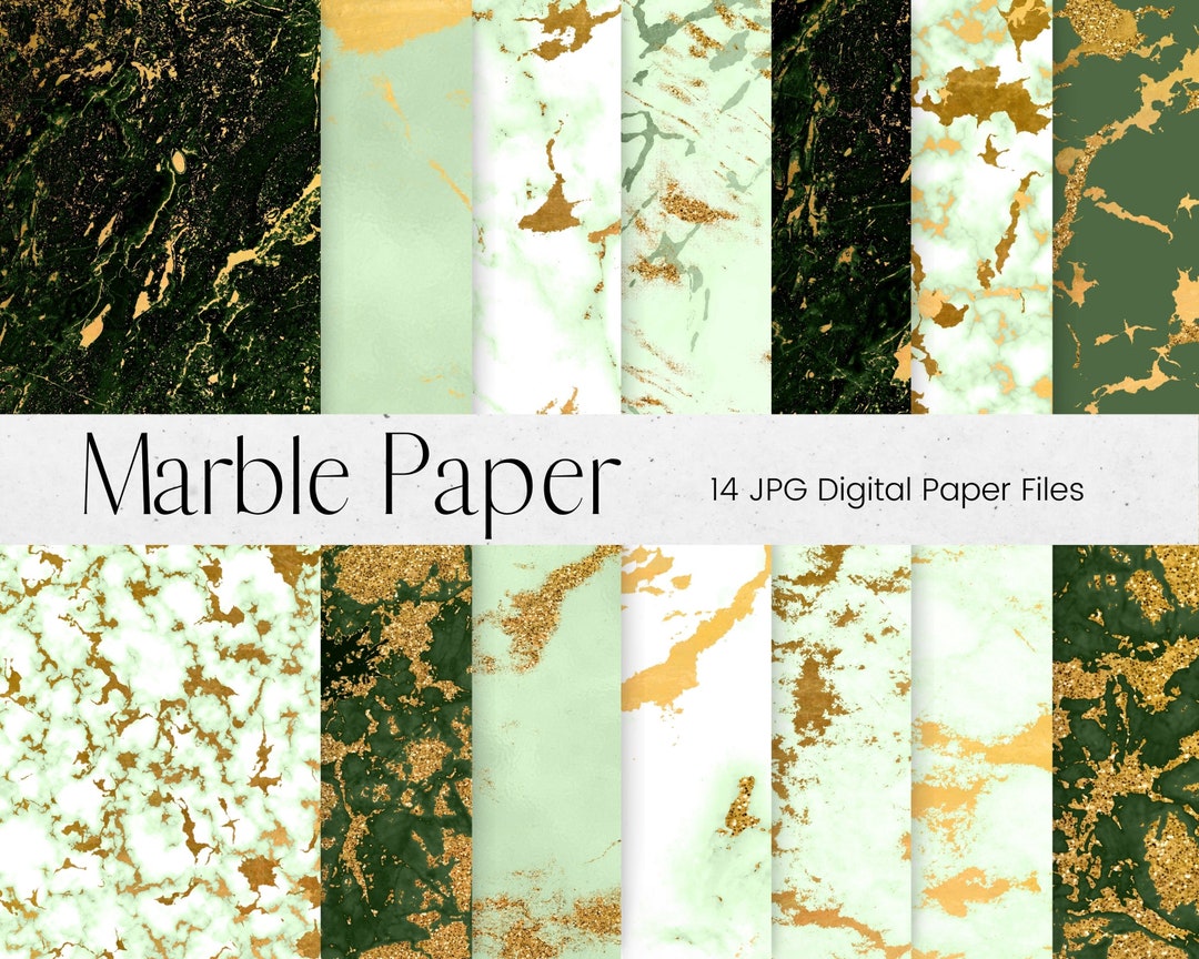 Green Marble Pattern Digital Paper, Emerald, Glitter, Black, White ...