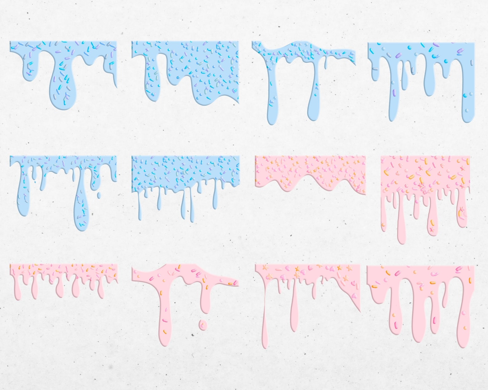 Dripping Frosting With Sprinkles Clipart Pink Blue Gender - Etsy
