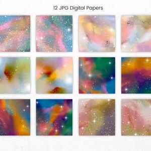 Watercolour Galaxy Digital Paper Pattern, Rainbow Watercolour Celestial ...