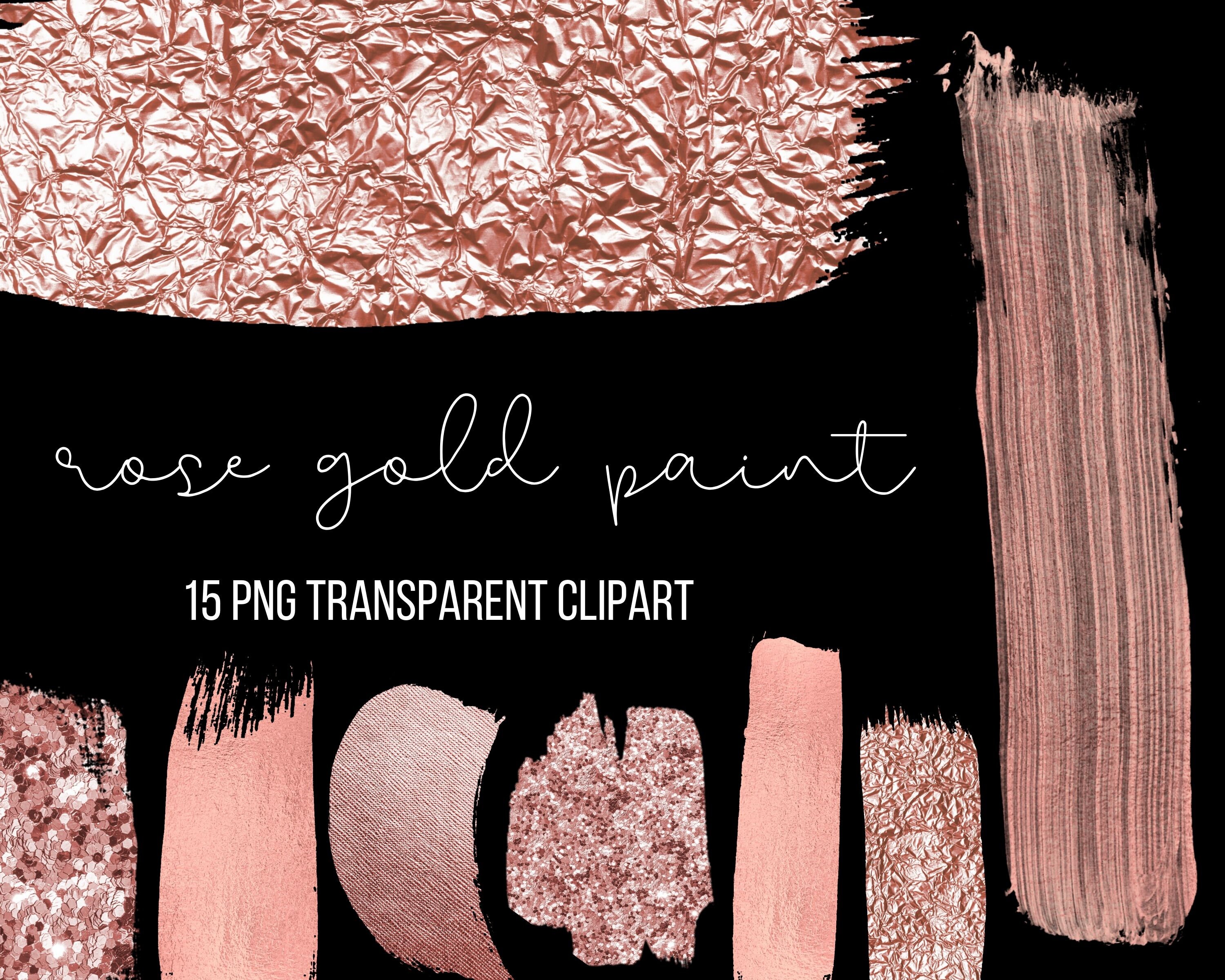 15 Rose Gold Brush Strokes Clipart Transparent Glitter Foil | Etsy