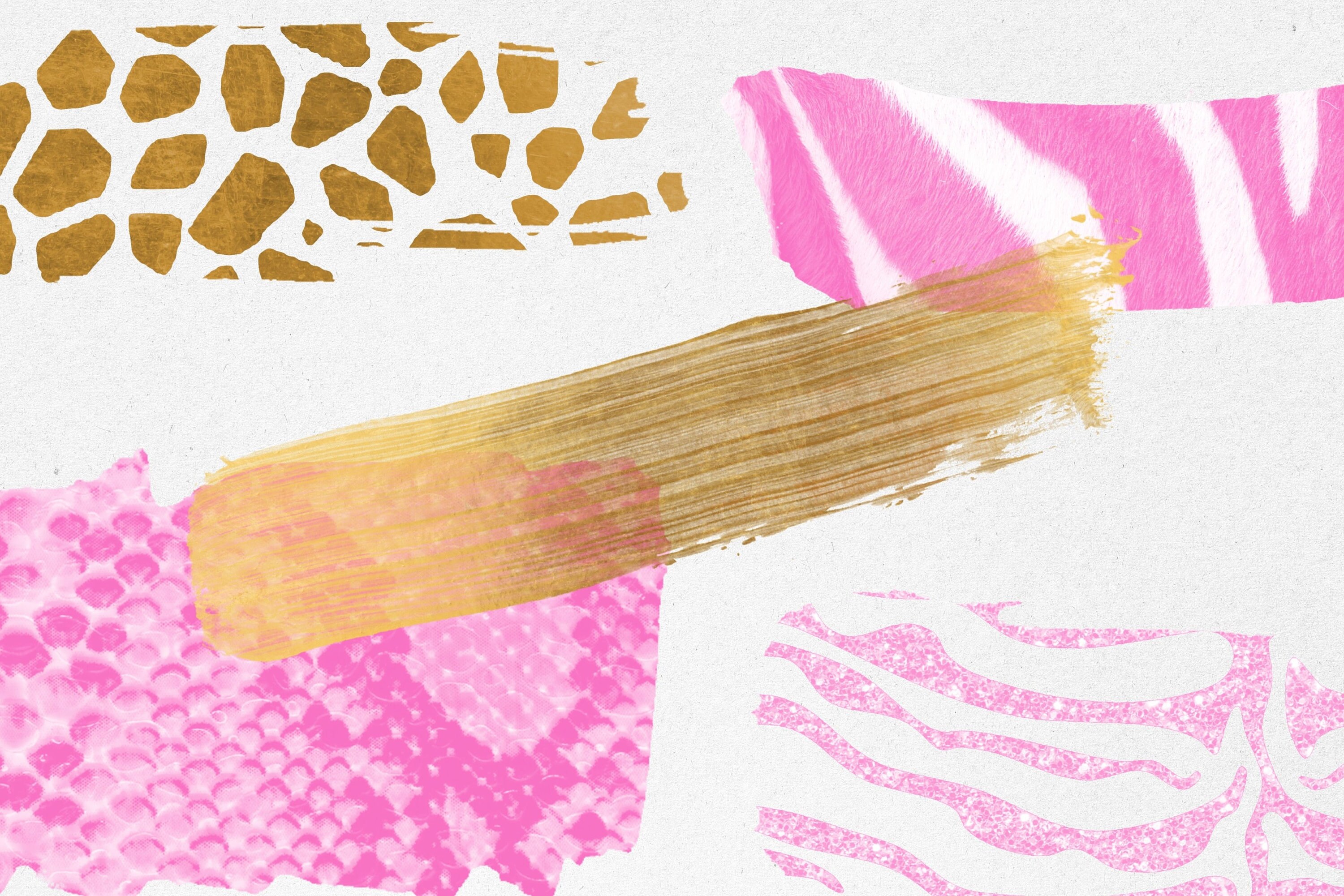 18 Safari Pink and Gold Brush Strokes Clipart Transparent Png | Etsy