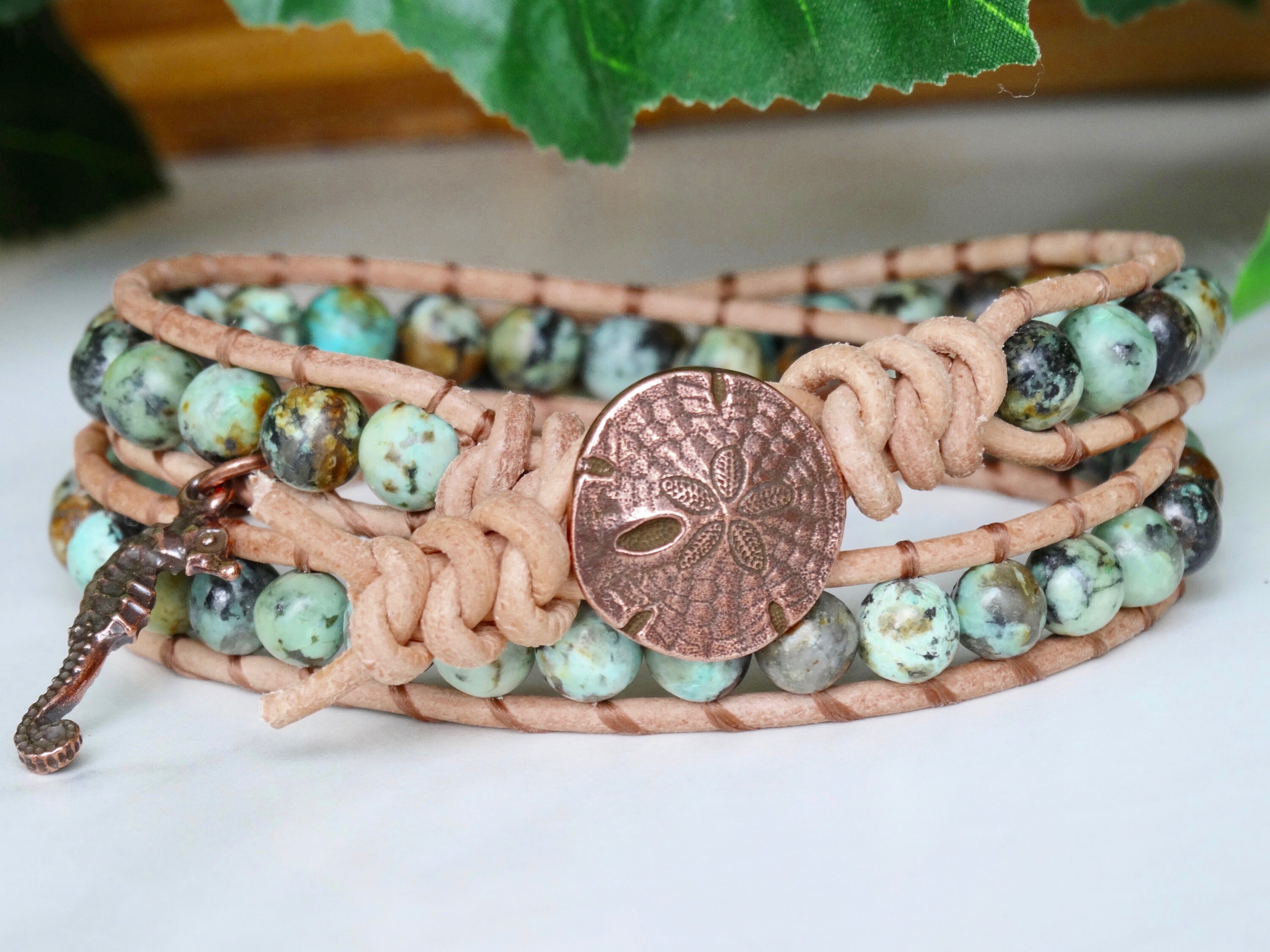 African Turquoise Wrap Bracelet, Turquoise Wrap, Earthy Wrap Bracelet ...