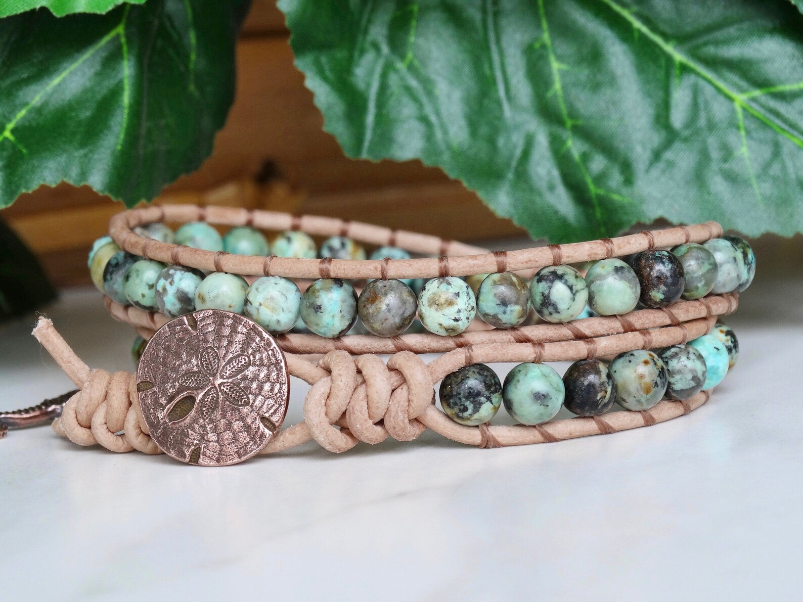 African Turquoise Wrap Bracelet, Turquoise Wrap, Earthy Wrap Bracelet ...