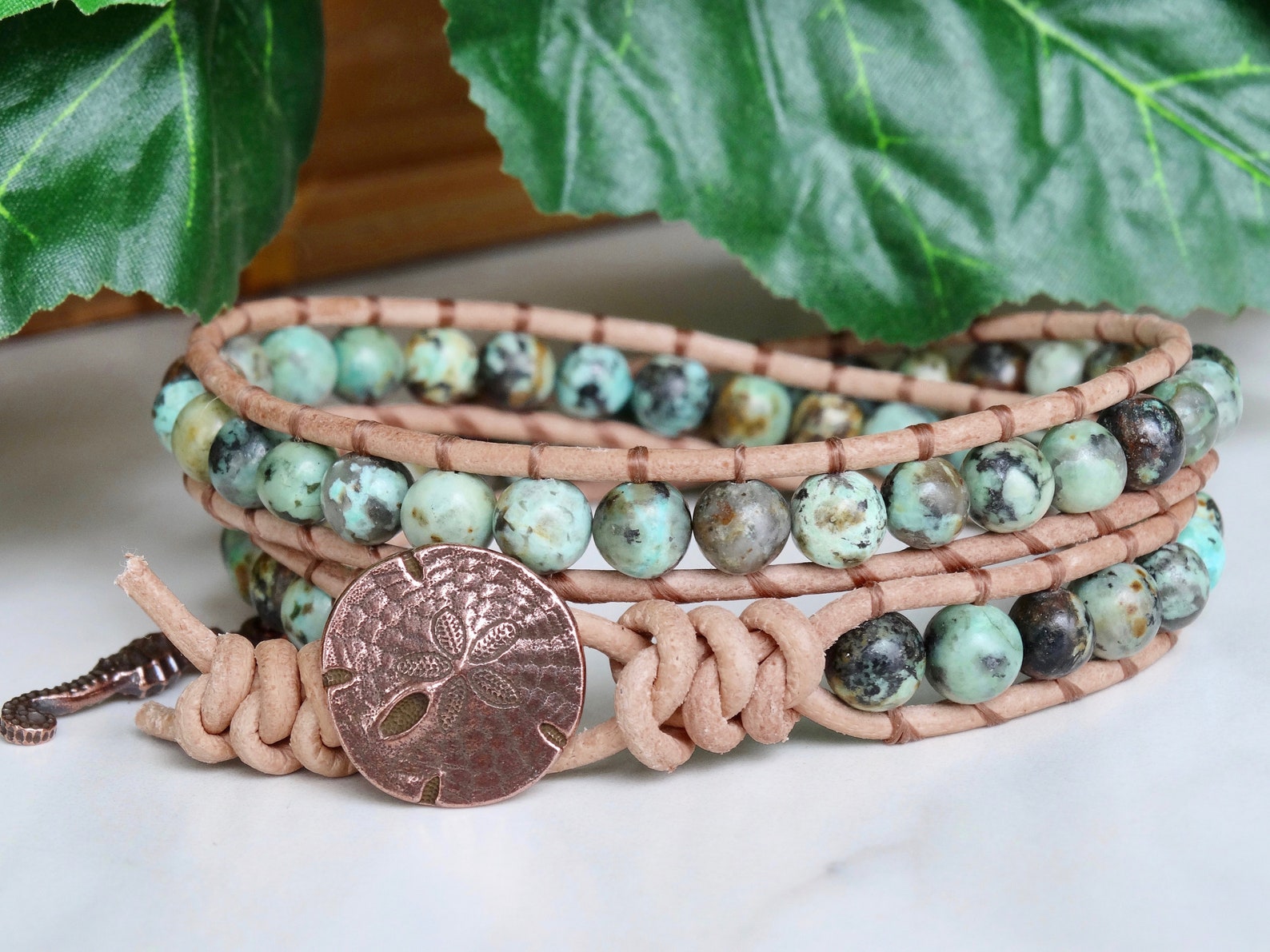 African Turquoise Wrap Bracelet, Turquoise Wrap, Earthy Wrap Bracelet ...