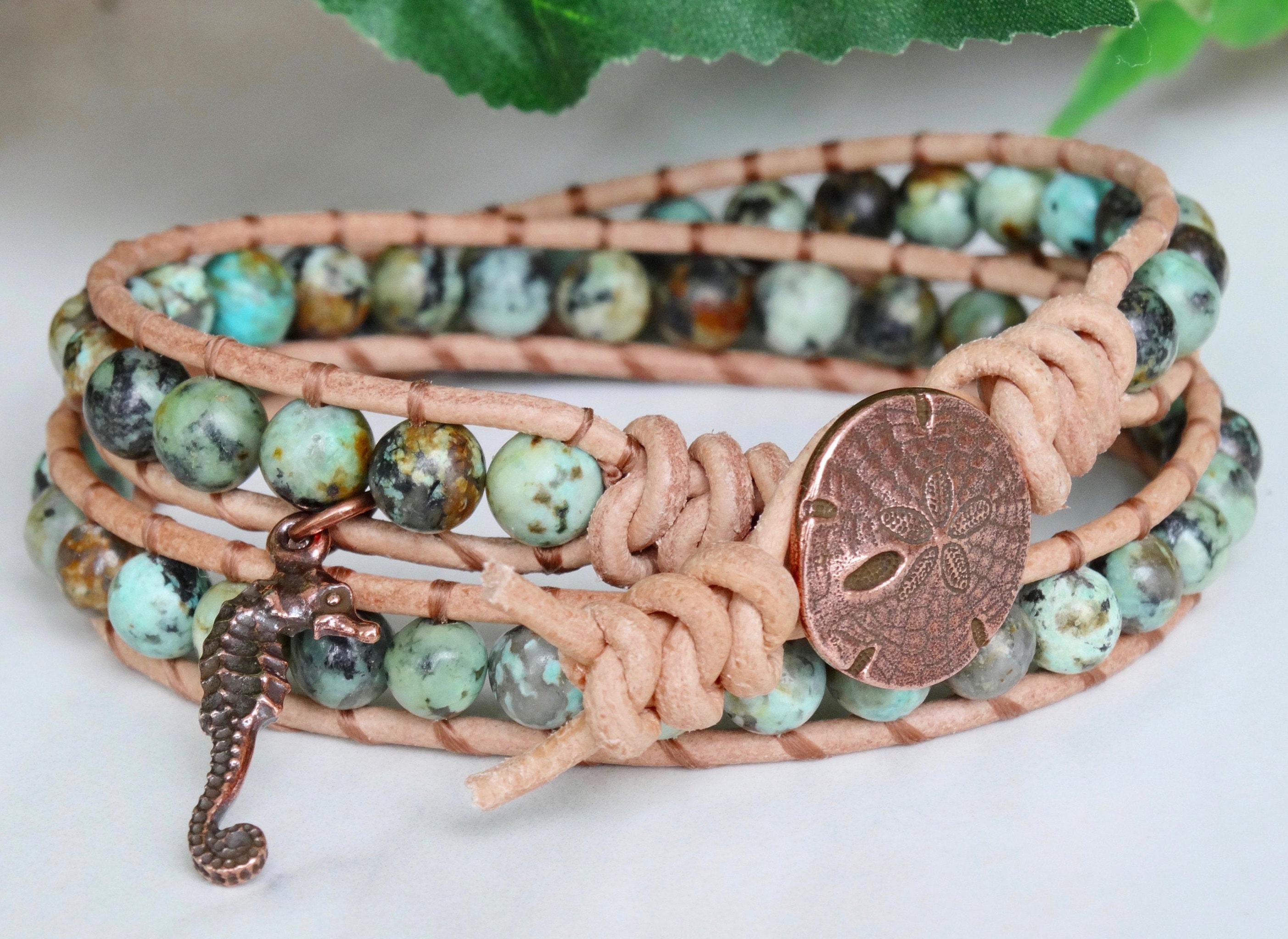 African Turquoise Wrap Bracelet, Turquoise Wrap, Earthy Wrap Bracelet ...