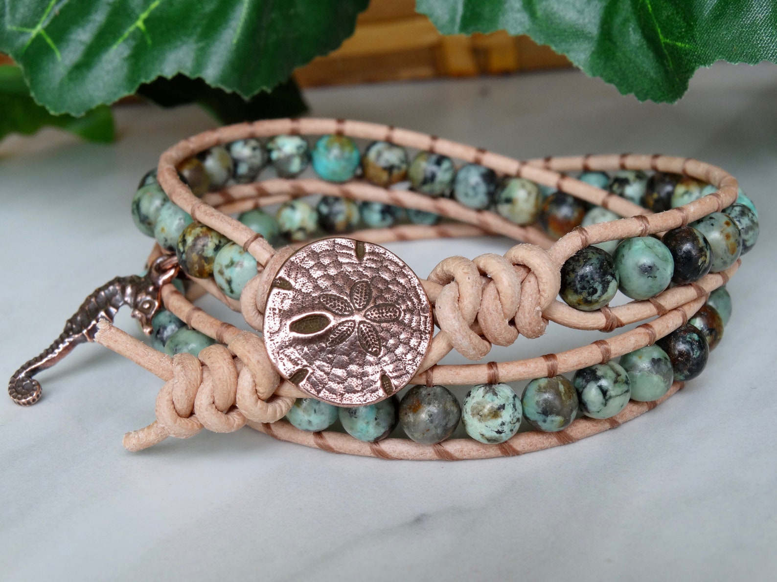 African Turquoise Wrap Bracelet, Turquoise Wrap, Earthy Wrap Bracelet ...