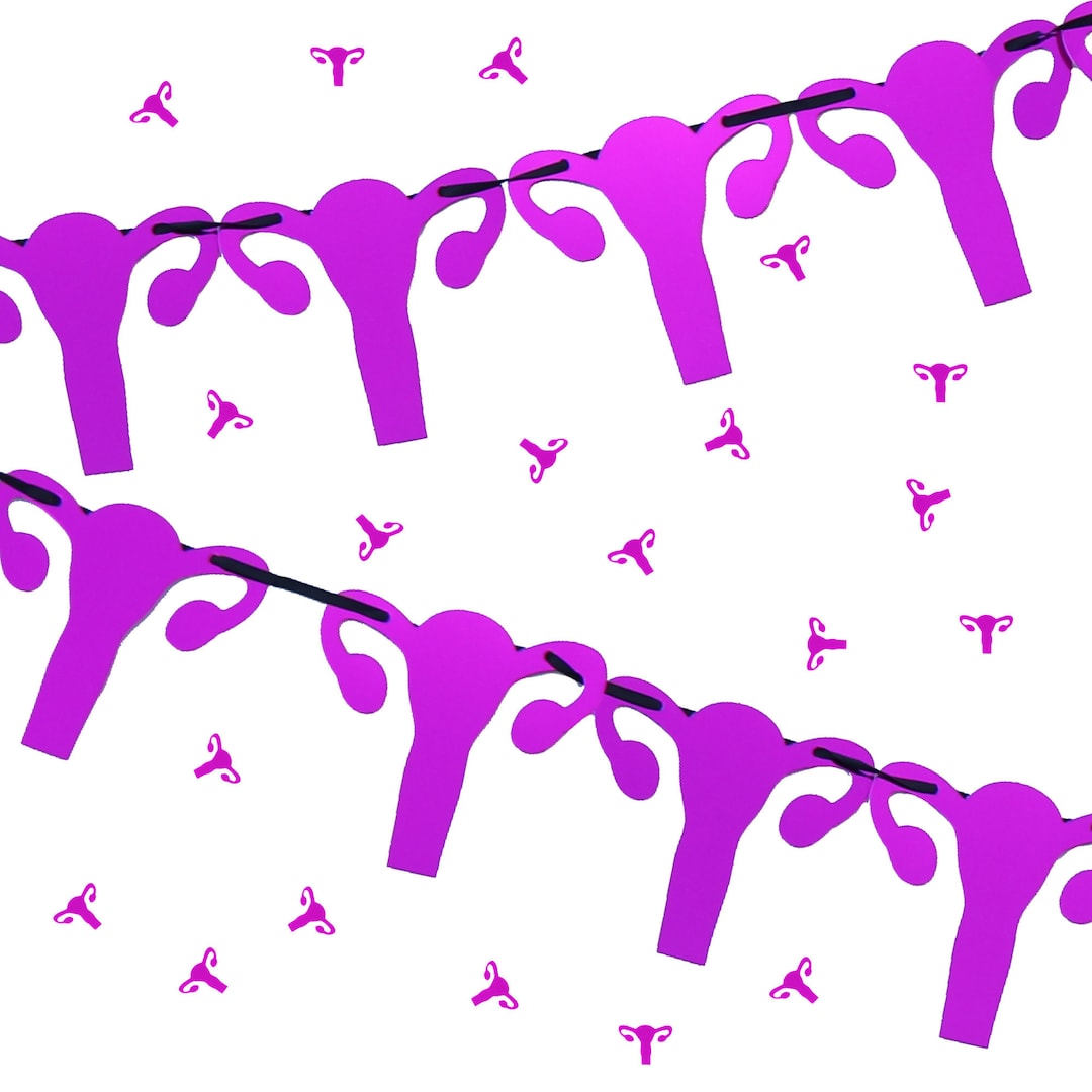 Pink Uterus Party Banner and Confetti Pack Hysterectomy Party ...