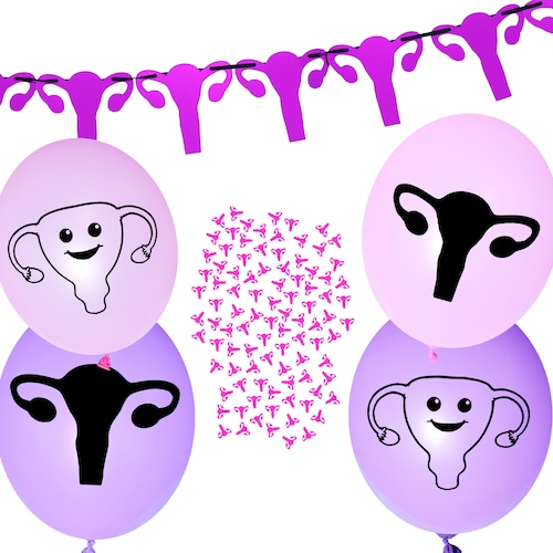 Pink Uterus Party Banner and Confetti Pack Hysterectomy Party - Etsy