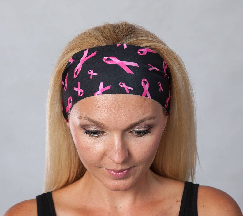 Breast Cancer Awareness Headband-pink/black-workout - Etsy