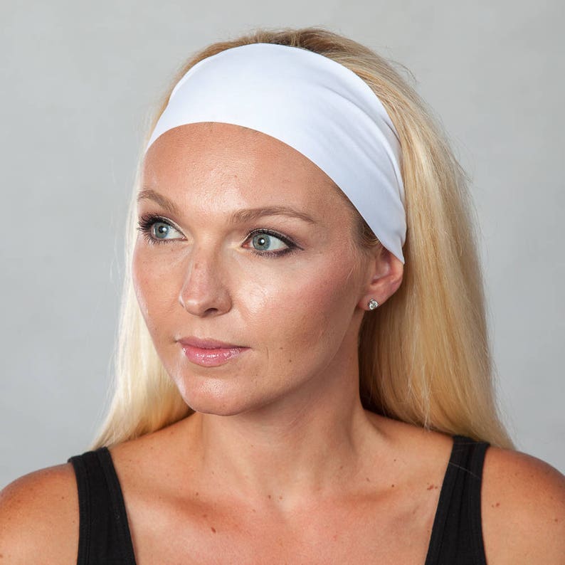 White Yoga Headband Workout Headband Running Headband Fitness Etsy