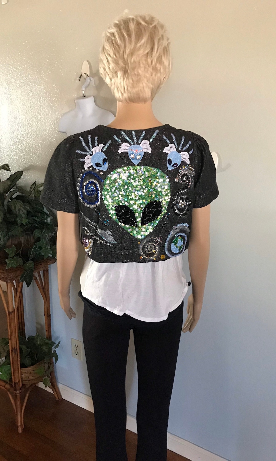 Upcycled Sequined Bling Alien Shrug - Etsy