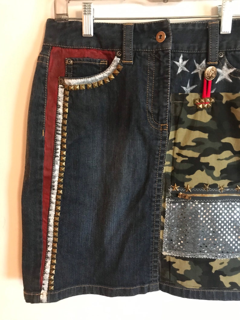 Upcycled Jean / Denim Skirt | Etsy