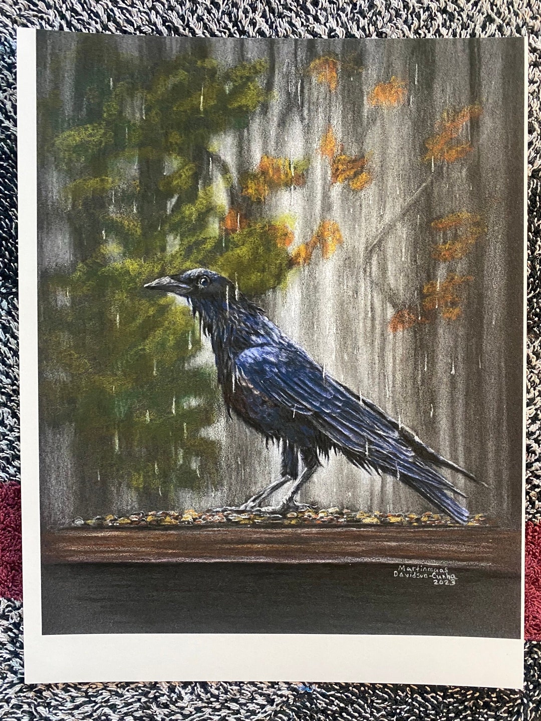 Rainy Day Crow - Crow Art Print - Art Print - Crow and Raven Art - Etsy
