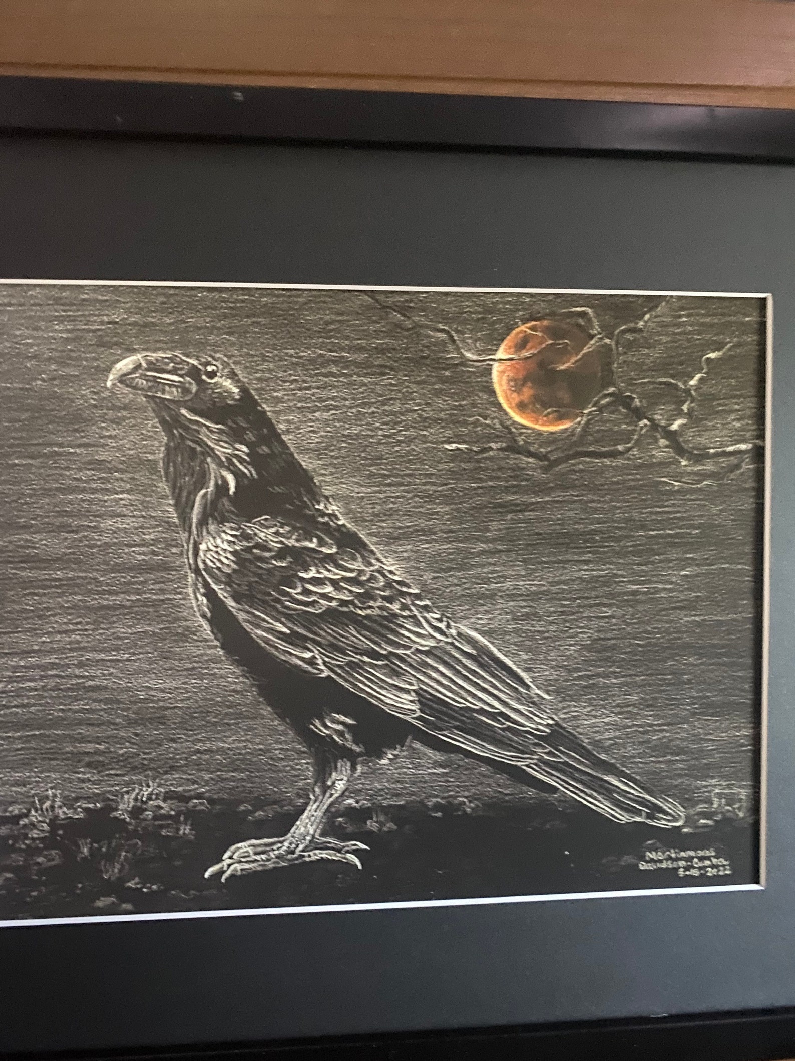 Crow With the Blood Moon Art Print - Etsy