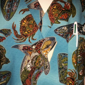 Scrub Top Sharks Dolphins Octopus Animal Spirits Stingrays Whales ...