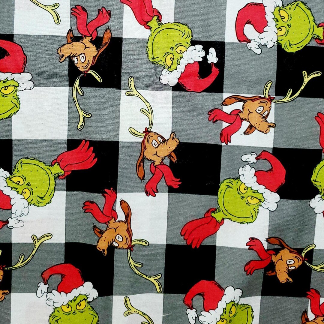 Grinch FABRIC Buffalo Plaid Dr. Seuss/ Stealing Christmas Cindy Lou ...