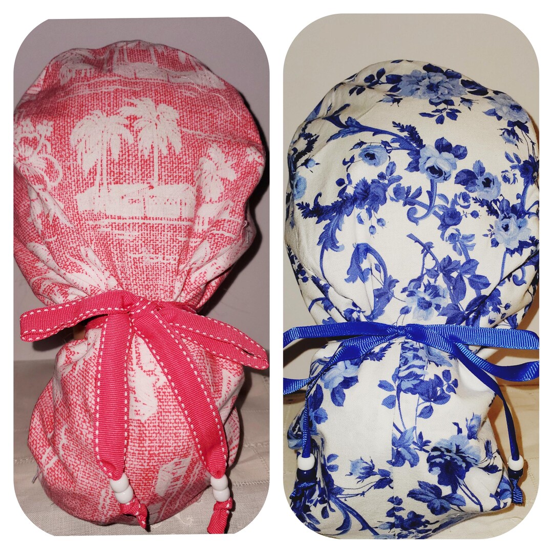 Scrub Caps Tropical Paradise Palm Trees or Blue Floral 5 Comfy Styles ...